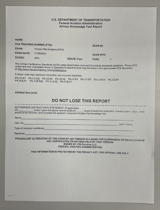 Instant FAA Knowledge Test ACS Code Analysis–Free from Sporty’s ...