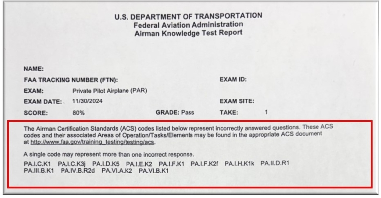 Instant FAA Knowledge Test ACS Code Analysis–Free from Sporty’s ...